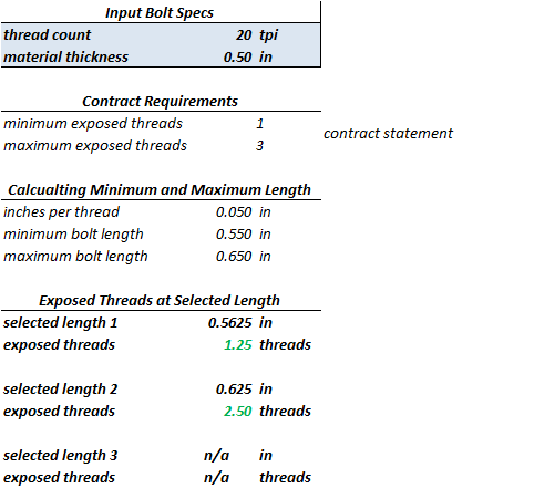 US Bolt Calculator