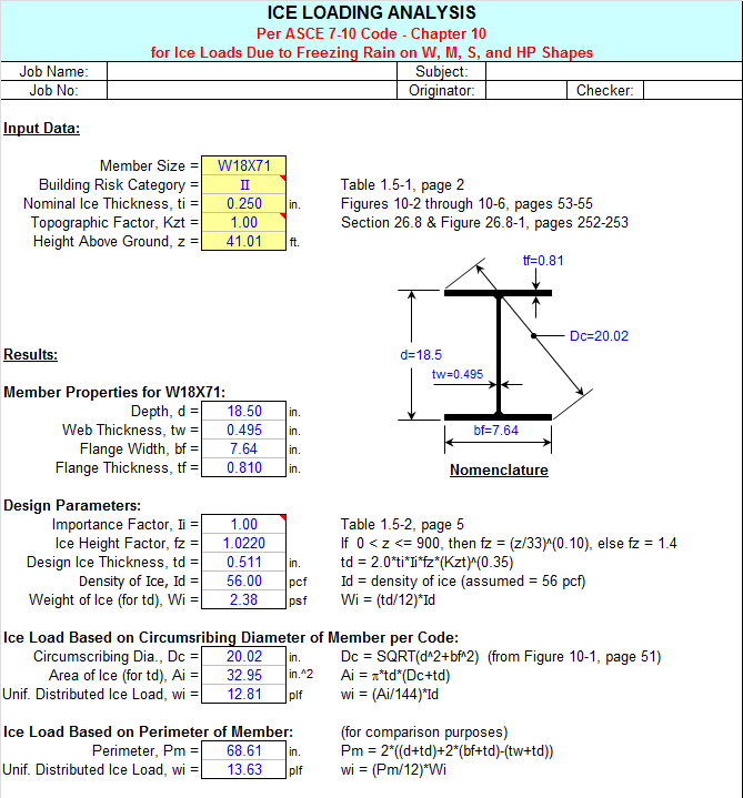 ASCE 7-10 CODE ICE LOAD ANALYSIS PROGRAM