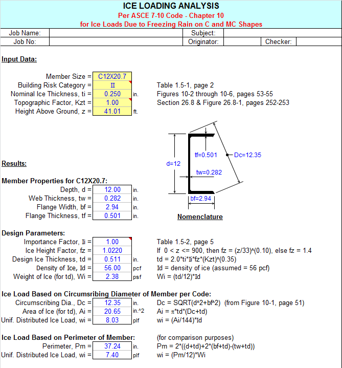 ASCE 7-10 CODE ICE LOAD ANALYSIS PROGRAM