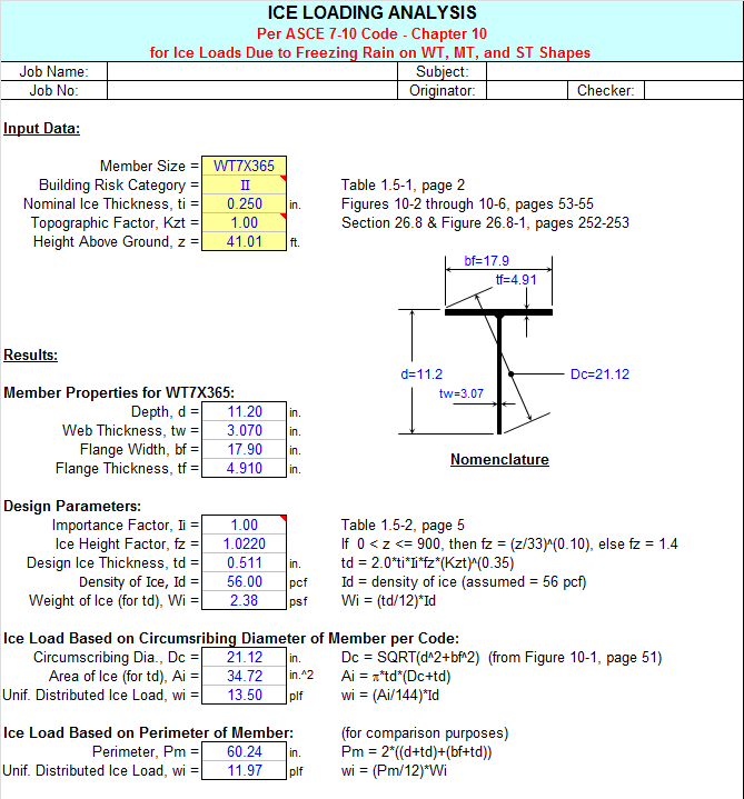 ASCE 7-10 CODE ICE LOAD ANALYSIS PROGRAM