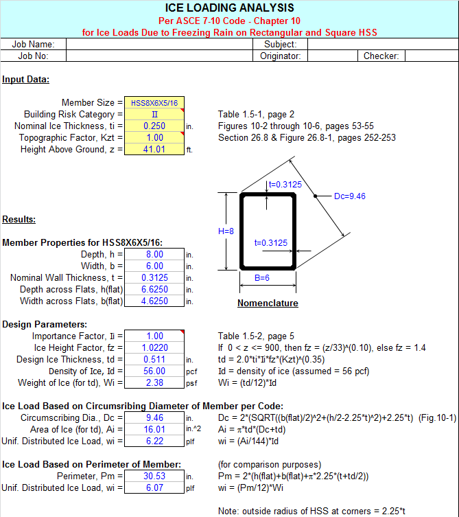 ASCE 7-10 CODE ICE LOAD ANALYSIS PROGRAM