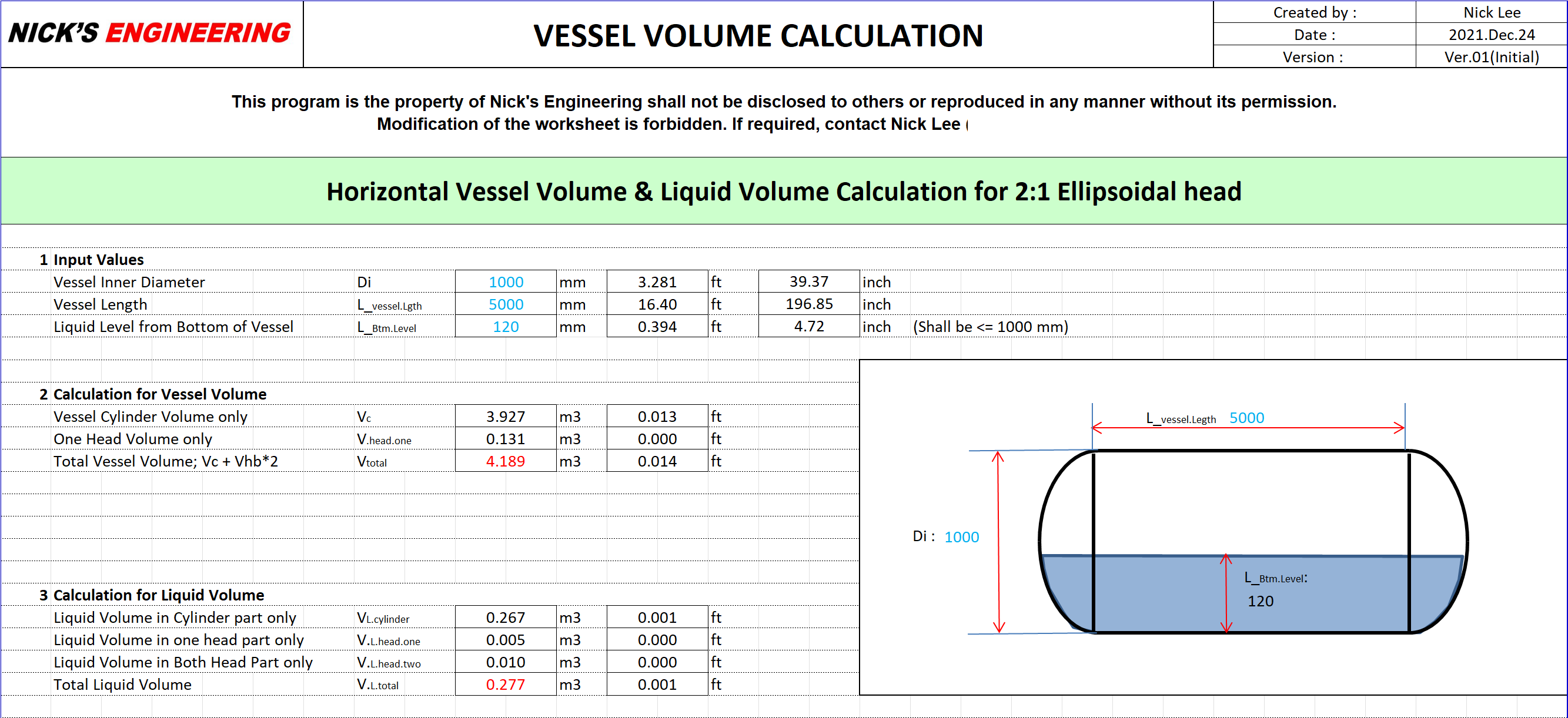 Pressure Vessel 2 1 Ellipsoidal Head Type Volume Calculation