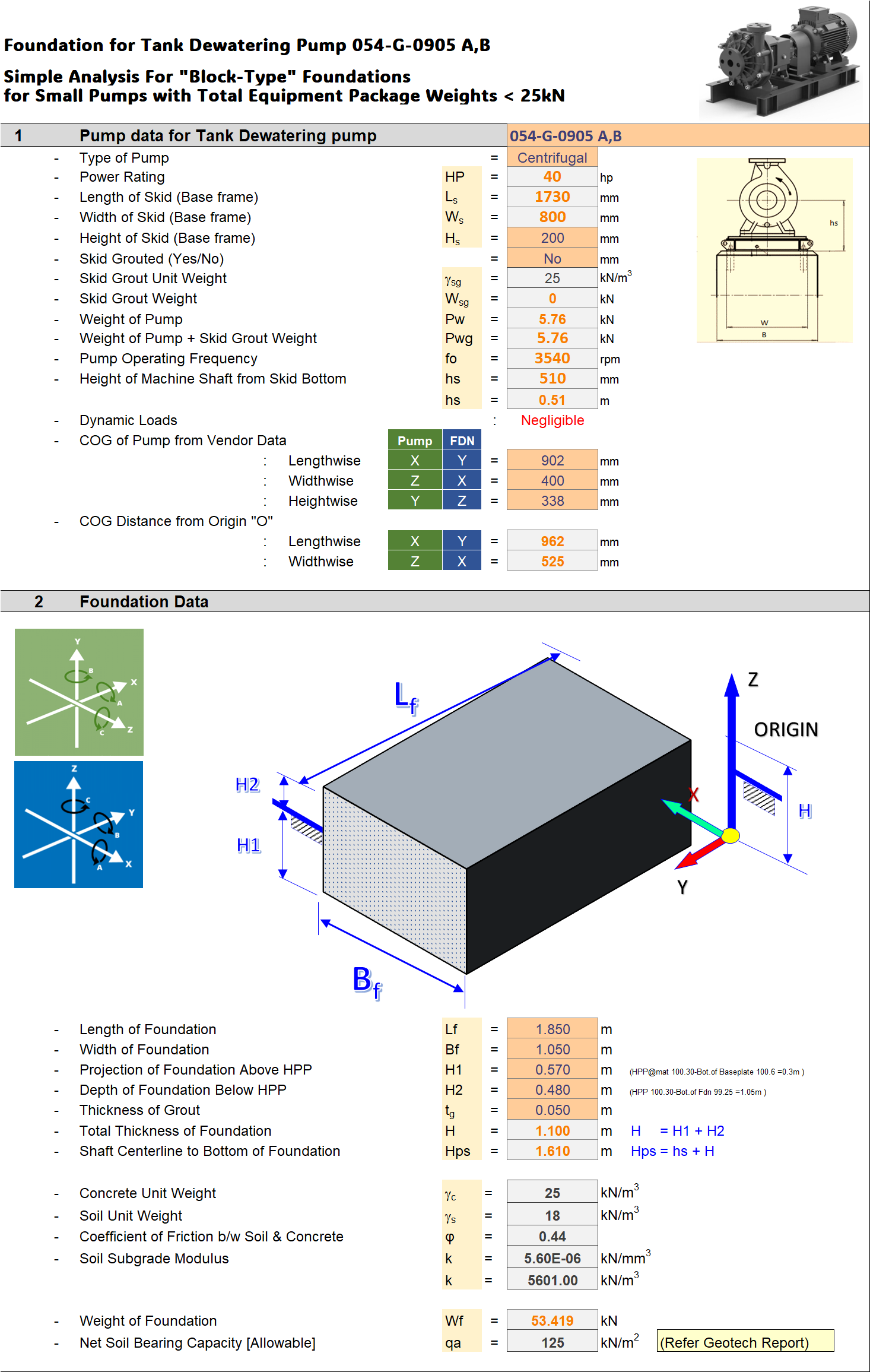 Pump Foundation Design - Block Type For Multiple Pumps