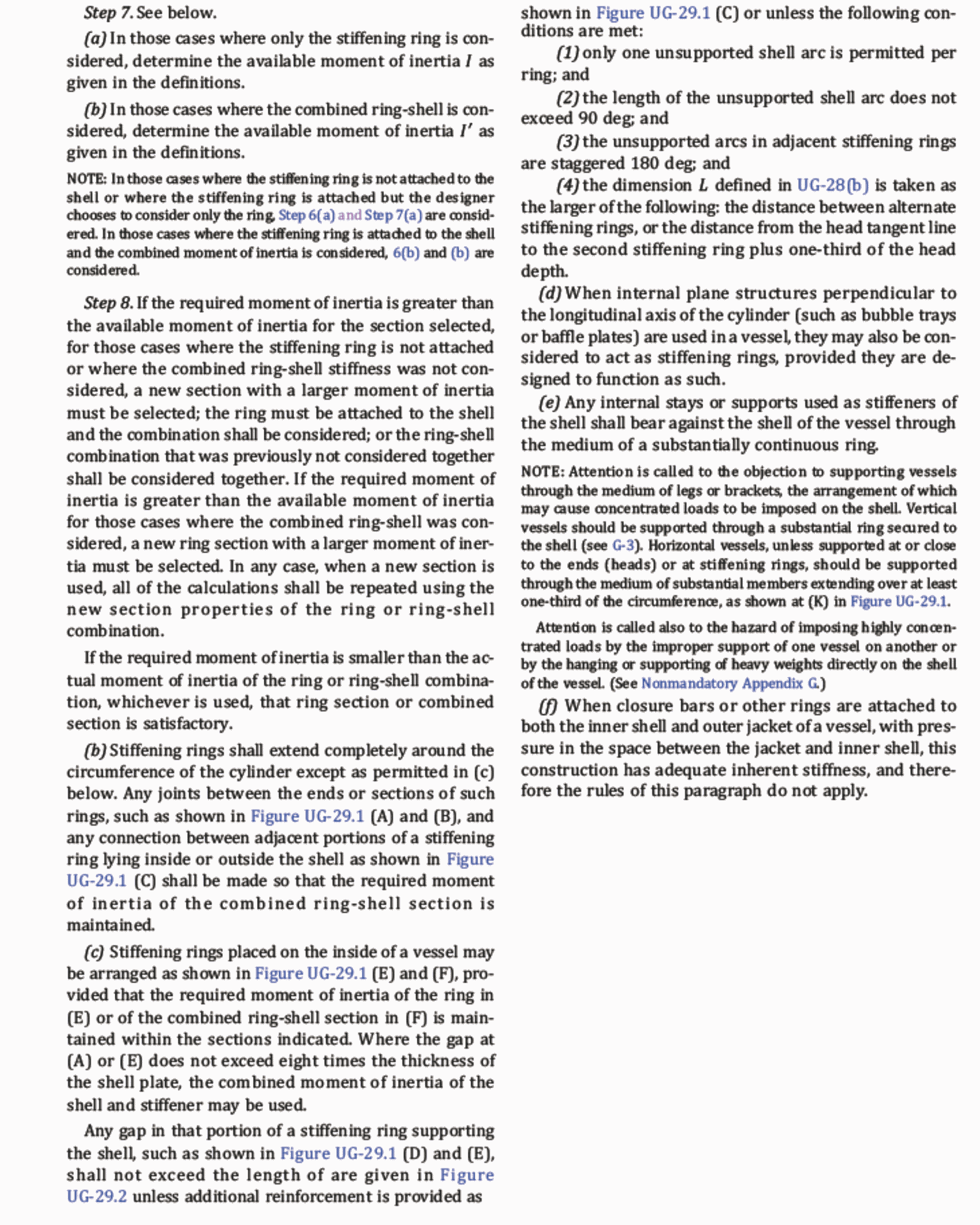 Stiffening ring for vessel under external pressure