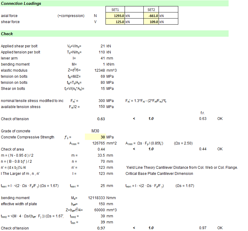 Base Plate ASD axial&shear load
